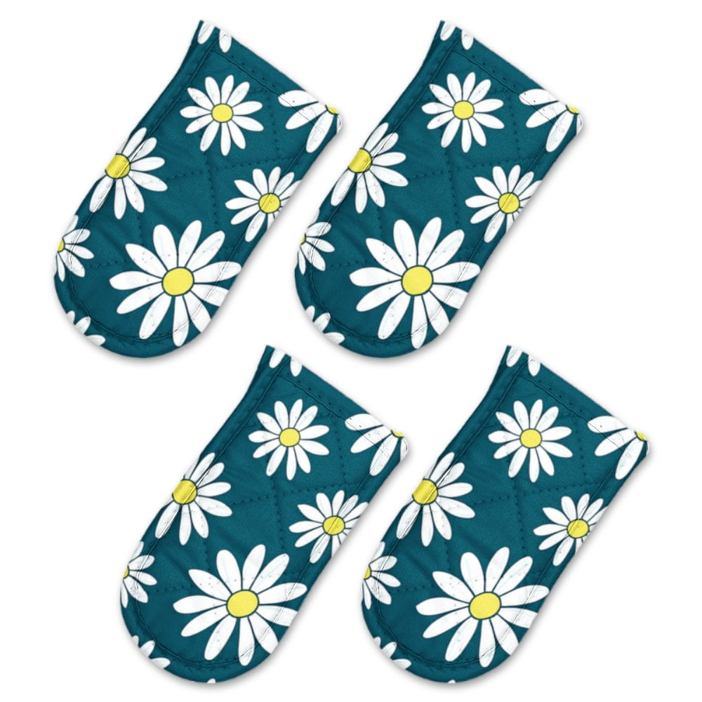 BaHomeck Pot Handle Holder Covers 4Pcs, White Daisies With Yellow ...