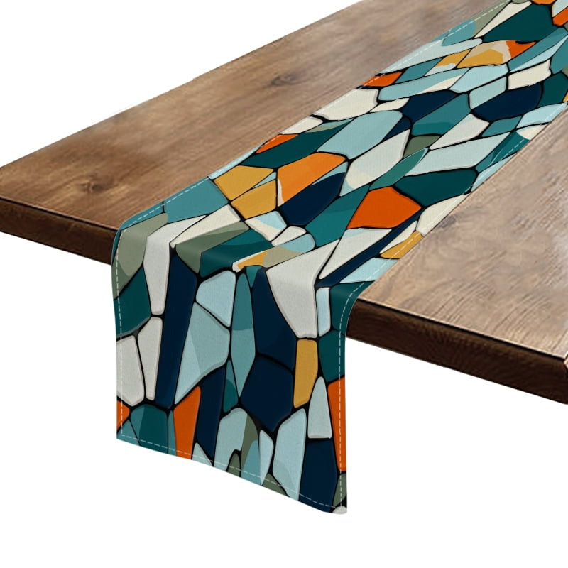 BaHomeck Table Runner 13*72 In,Set Of 1 Abstract Mosaic With Colorful ...