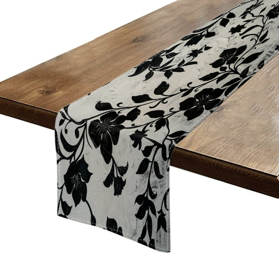 BaHomeck Table Runner 13*72 In,Set Of 1 Beautiful Hand Drawn Black And ...