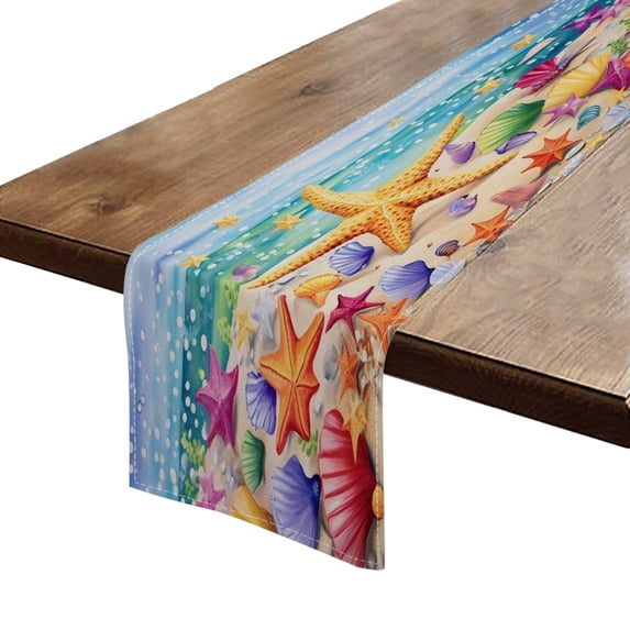 BaHomeck Table Runner 13*72 In,Set Of 1 Colorful Starfish And Seashells ...