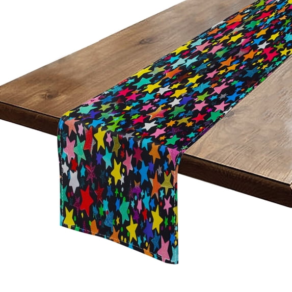 BaHomeck Table Runner 13*72 In,Set Of 1 Colorful Stars Pattern On Black ...