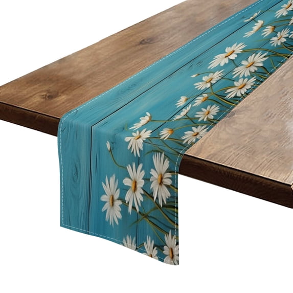 BaHomeck Table Runner 13*72 In,Set Of 1 Field Of White Daisies Painted ...