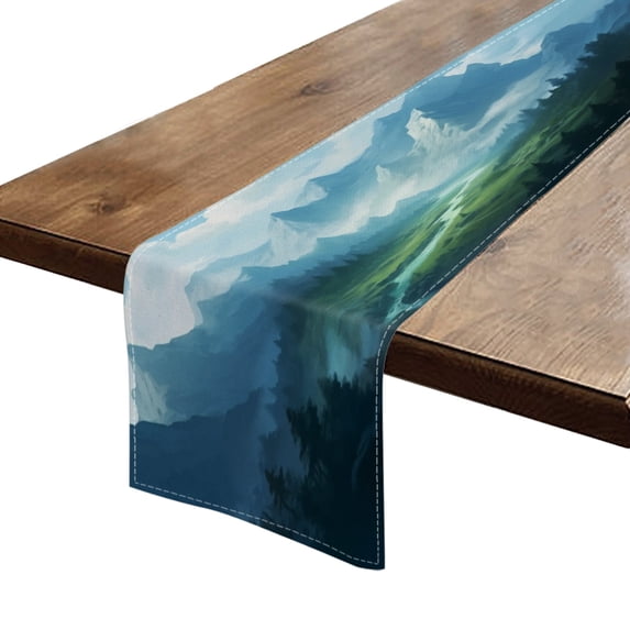 BaHomeck Table Runner 13*72 In,Set Of 1 Landscape Of Alpine Valley With ...