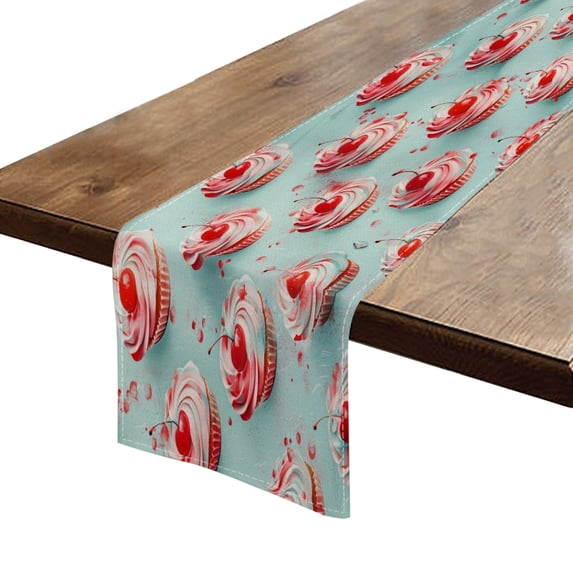 BaHomeck Table Runner 13*72 In,Set Of 1 Pattern Of Cupcakes With Red ...