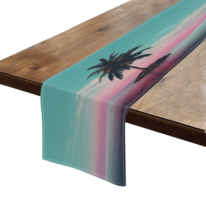 BaHomeck Table Runner 13*72 In,Set Of 1 Small Tropical Island With Palm ...
