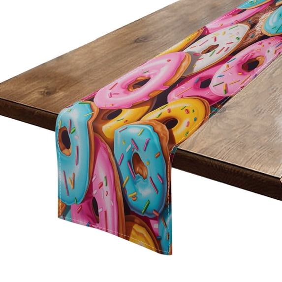 BaHomeck Table Runner 13*72 In,Set Of 1 Vibrant And Colorful Doughnuts ...