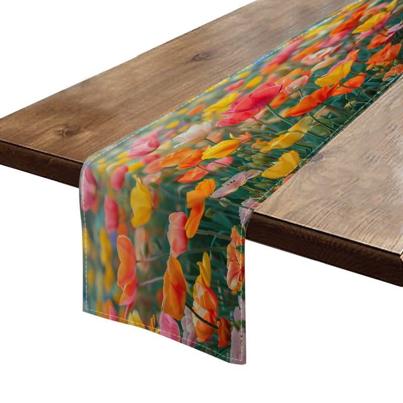 BaHomeck Table Runner 13*72 In,Set Of 1 Vibrant Field Of Tulips In ...