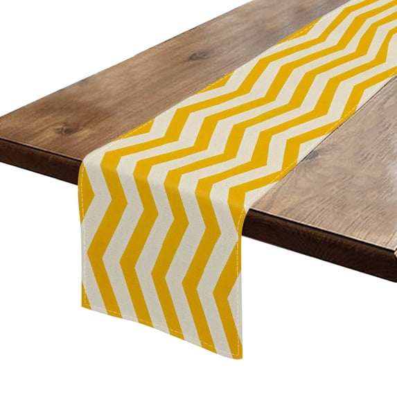 BaHomeck Table Runner 13*72 In,Set Of 1 Yellow Pattern On White ...