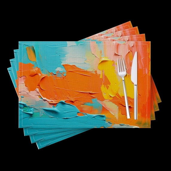 BaHomeck placemats Set of 4 Abstract Background With Orange And Bule ...