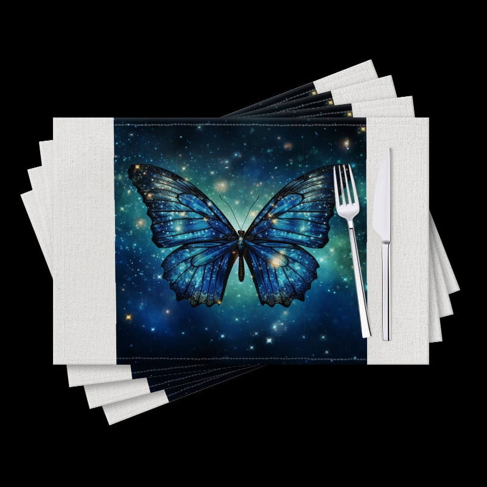 BaHomeck placemats Set of 4 Beautiful Blue Butterfly In Space With ...