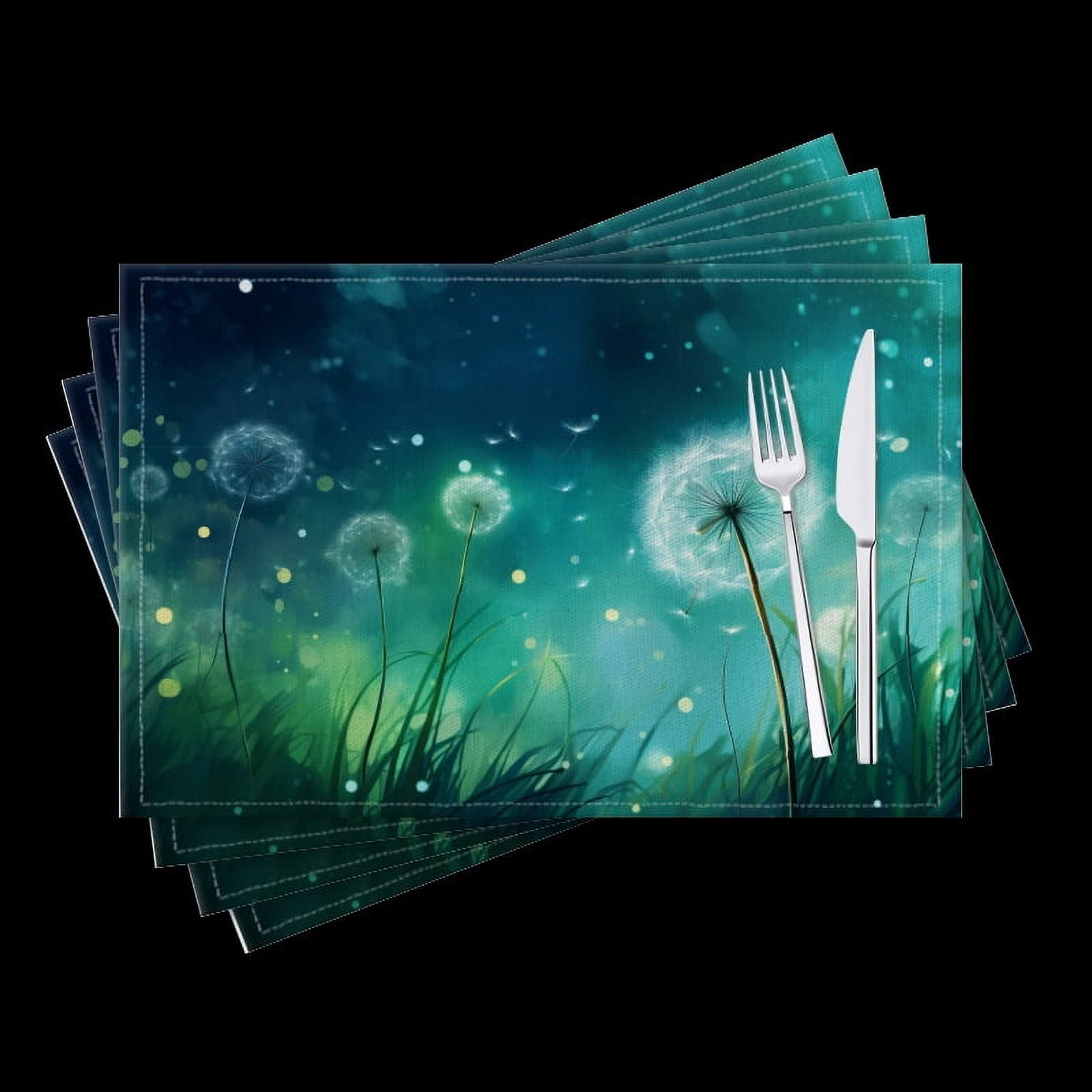 BaHomeck placemats Set of 4 Beautiful Dandelions Glowing In The Night ...