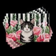 BaHomeck placemats Set of 4 Black And White Cat With Green Eyes ...
