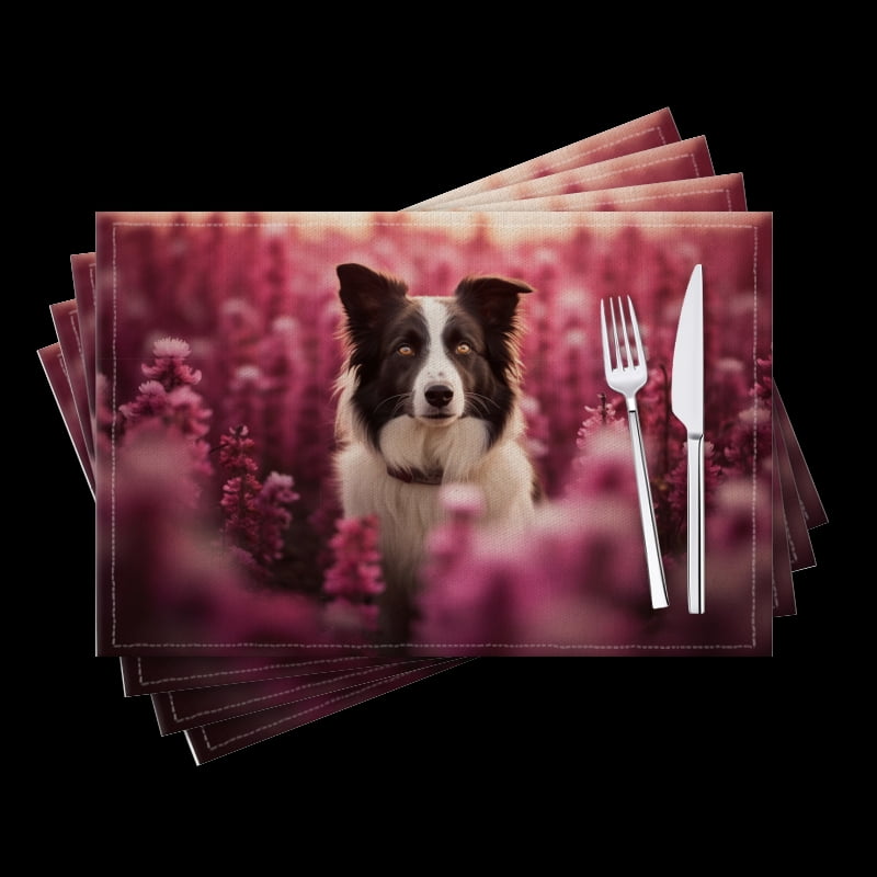 BaHomeck placemats Set of 4 Border Collie Dog Standing In The Middle Of ...