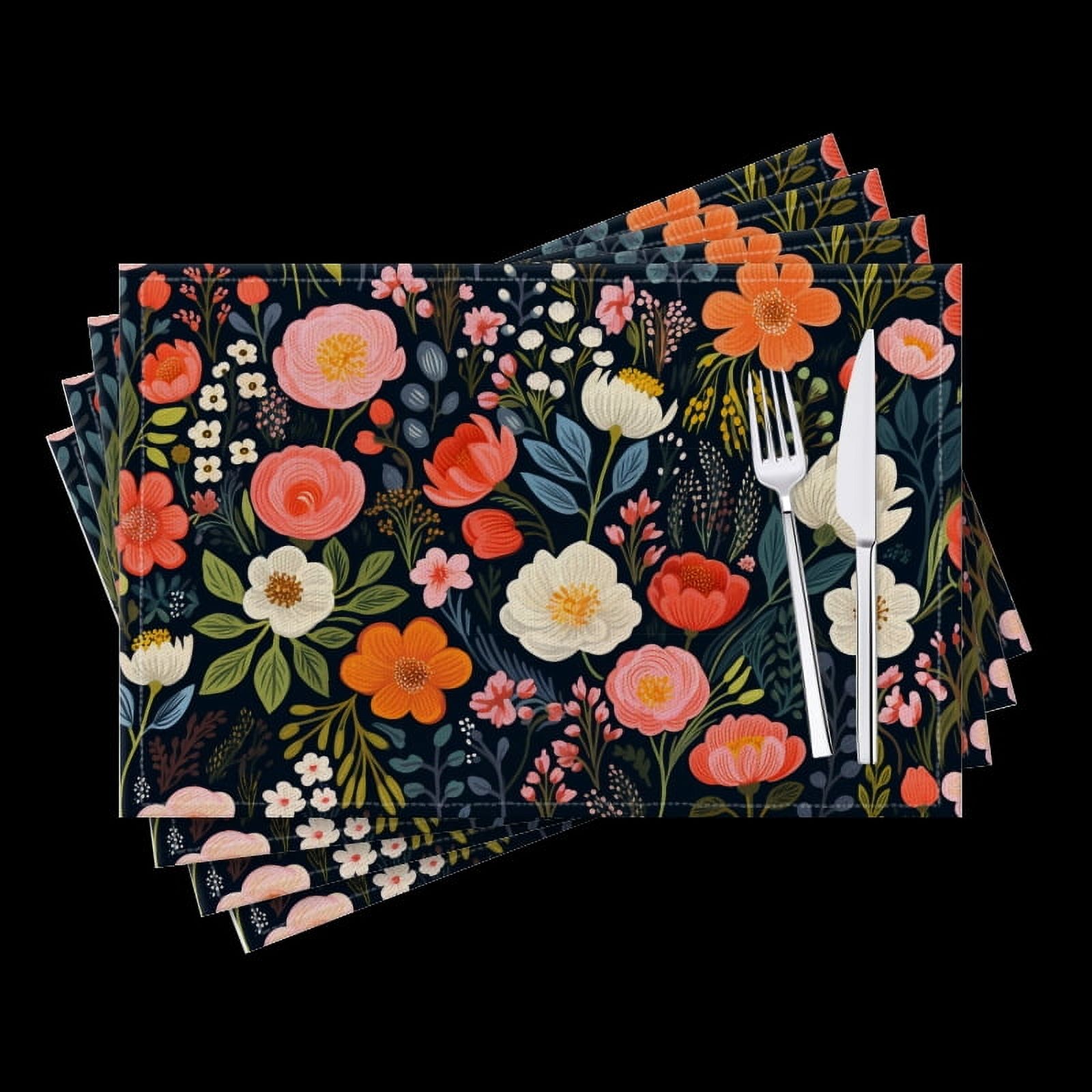 BaHomeck placemats Set of 4 Colorful Flowers In Various Sizes And ...