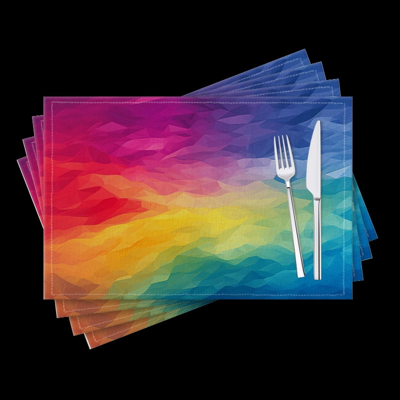 BaHomeck placemats Set of 4 Colorful Geometric Background With Rainbow ...