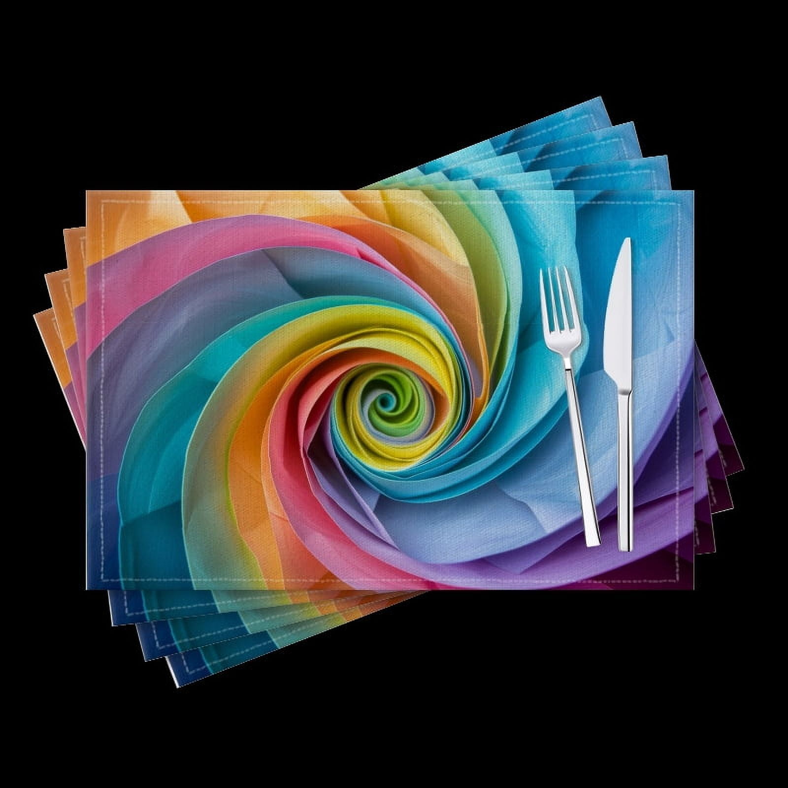 BaHomeck placemats Set of 4 Colorful Paper Swirls In The Shape Of ...