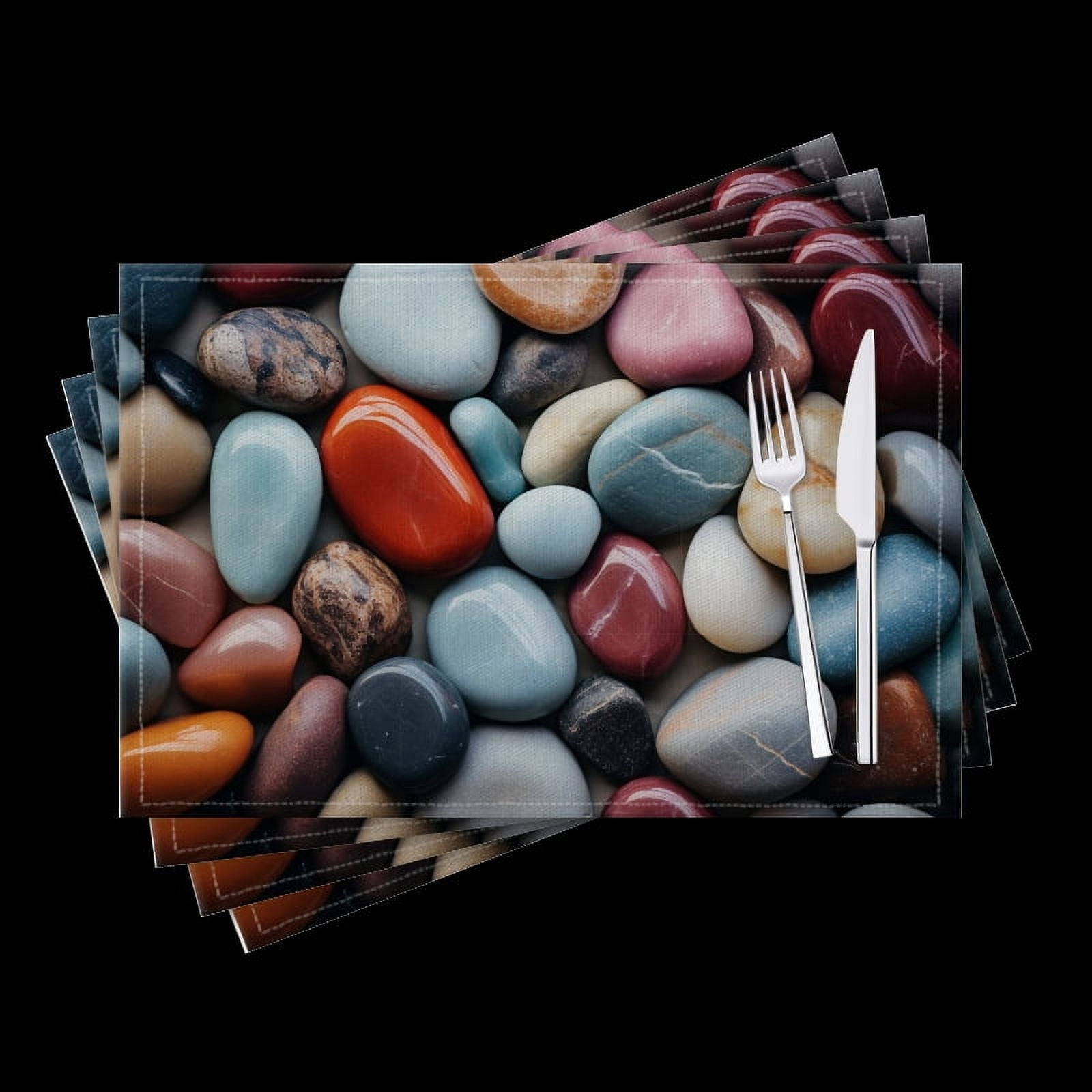 BaHomeck placemats Set of 4 Colorful Pebbles Of Various Shapes And ...