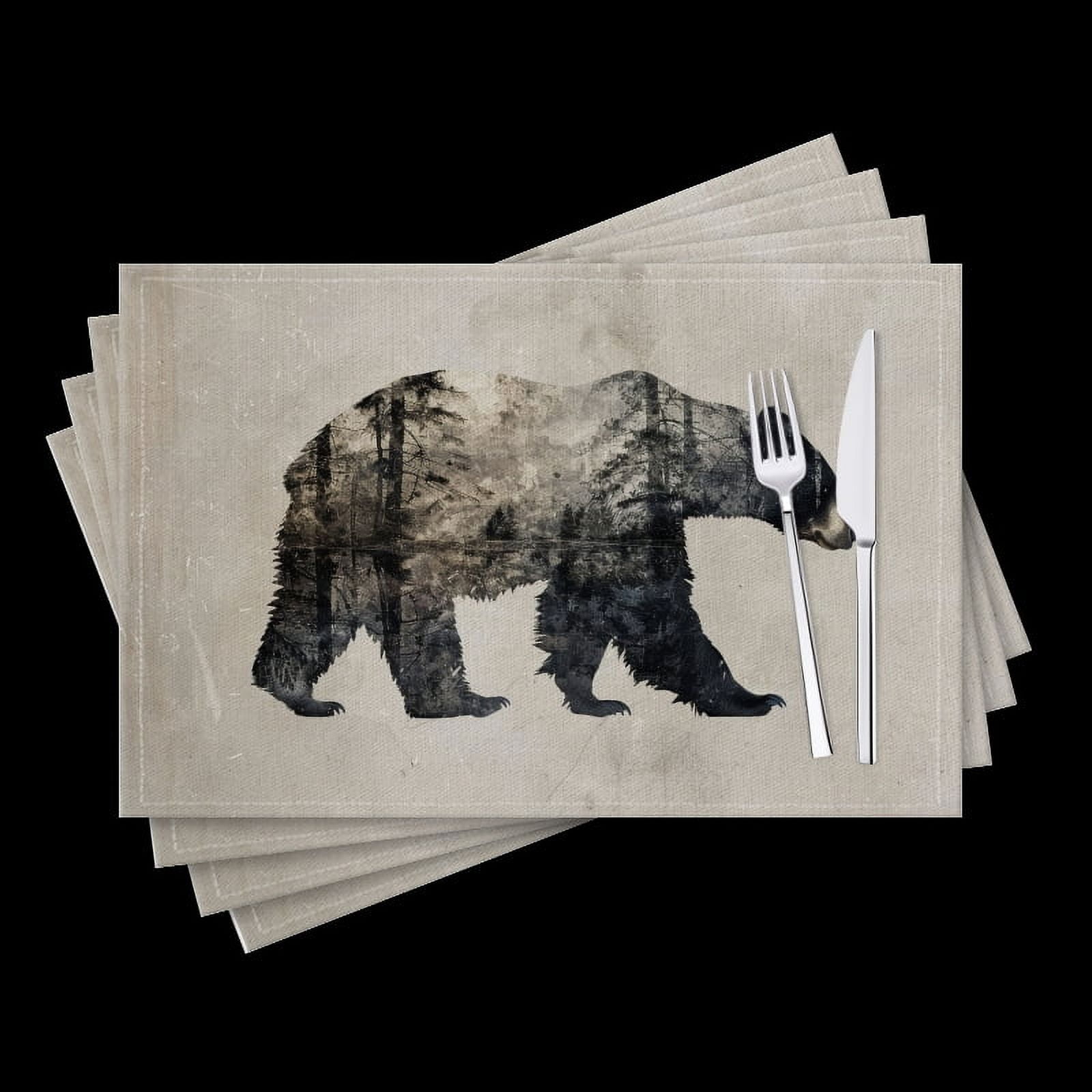 BaHomeck placemats Set of 4 Exposure Bear With Silhouette Background ...