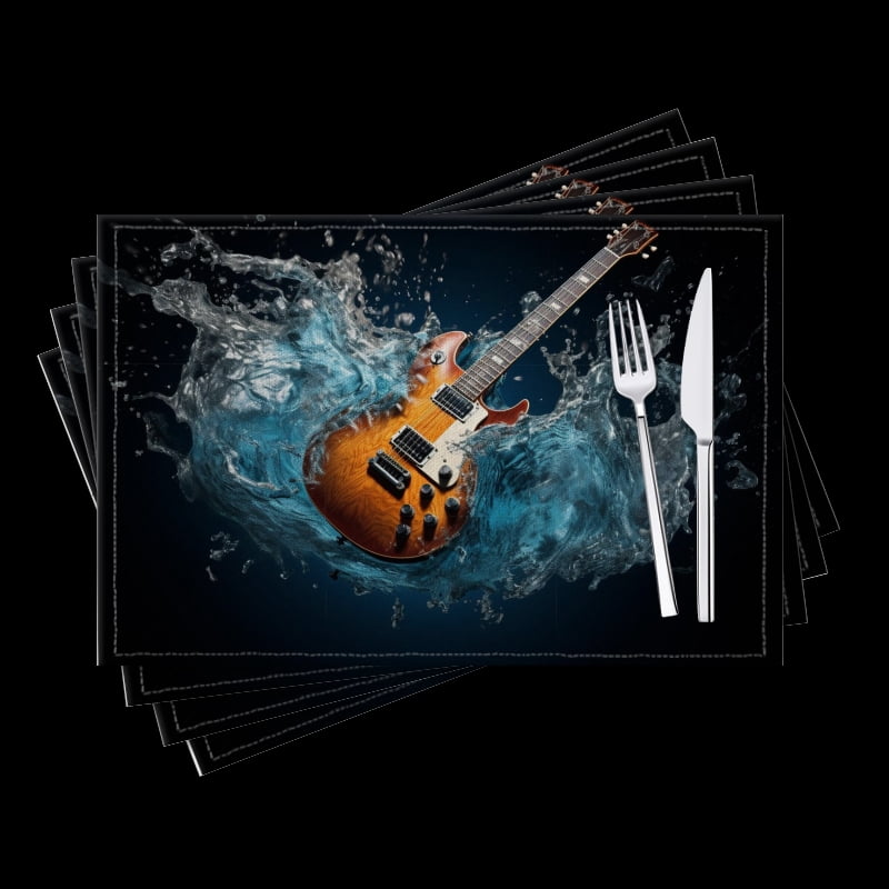 BaHomeck placemats Set of 4 Guitar Made Of Wate Floating In The Air ...