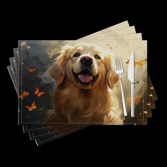 BaHomeck placemats Set of 4 Happy Smiling Golden Retriever Dog ...