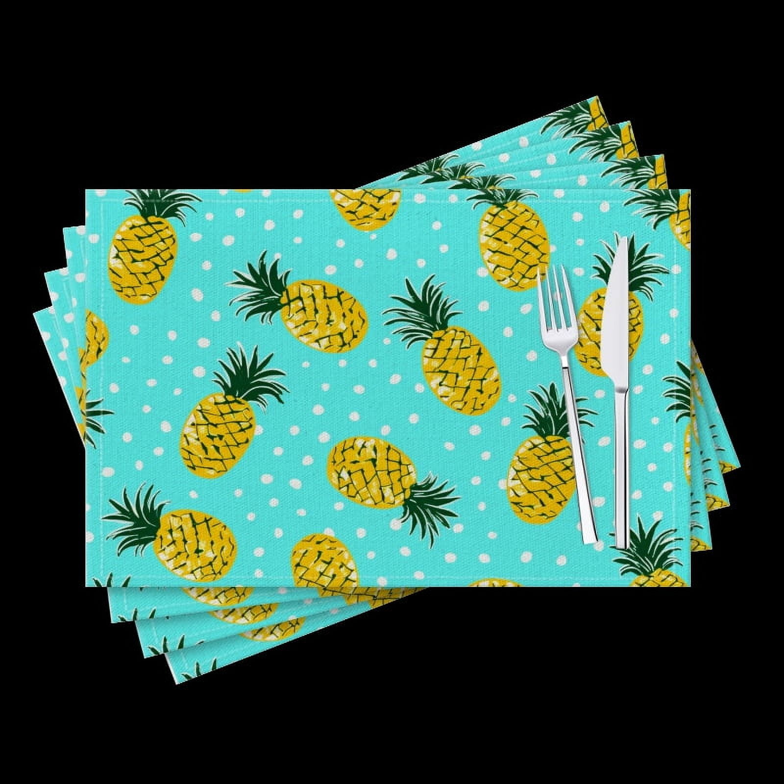 BaHomeck placemats Set of 4 Pineapple Pattern With Cute Cartoon Style ...
