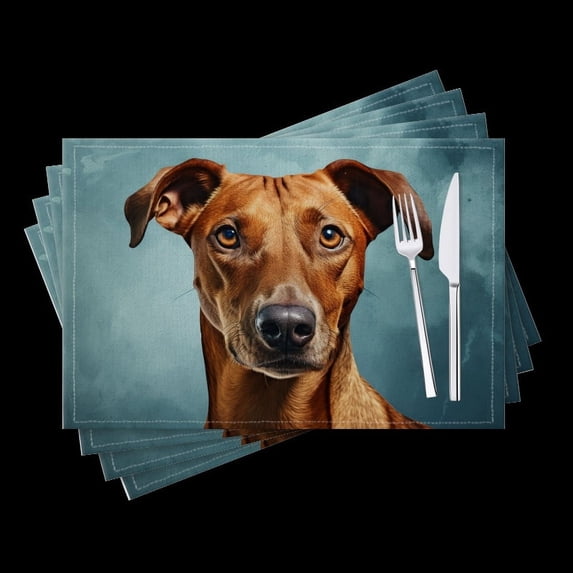 BaHomeck placemats Set of 4 Portrait Of Orange-Brown Dog With Large ...