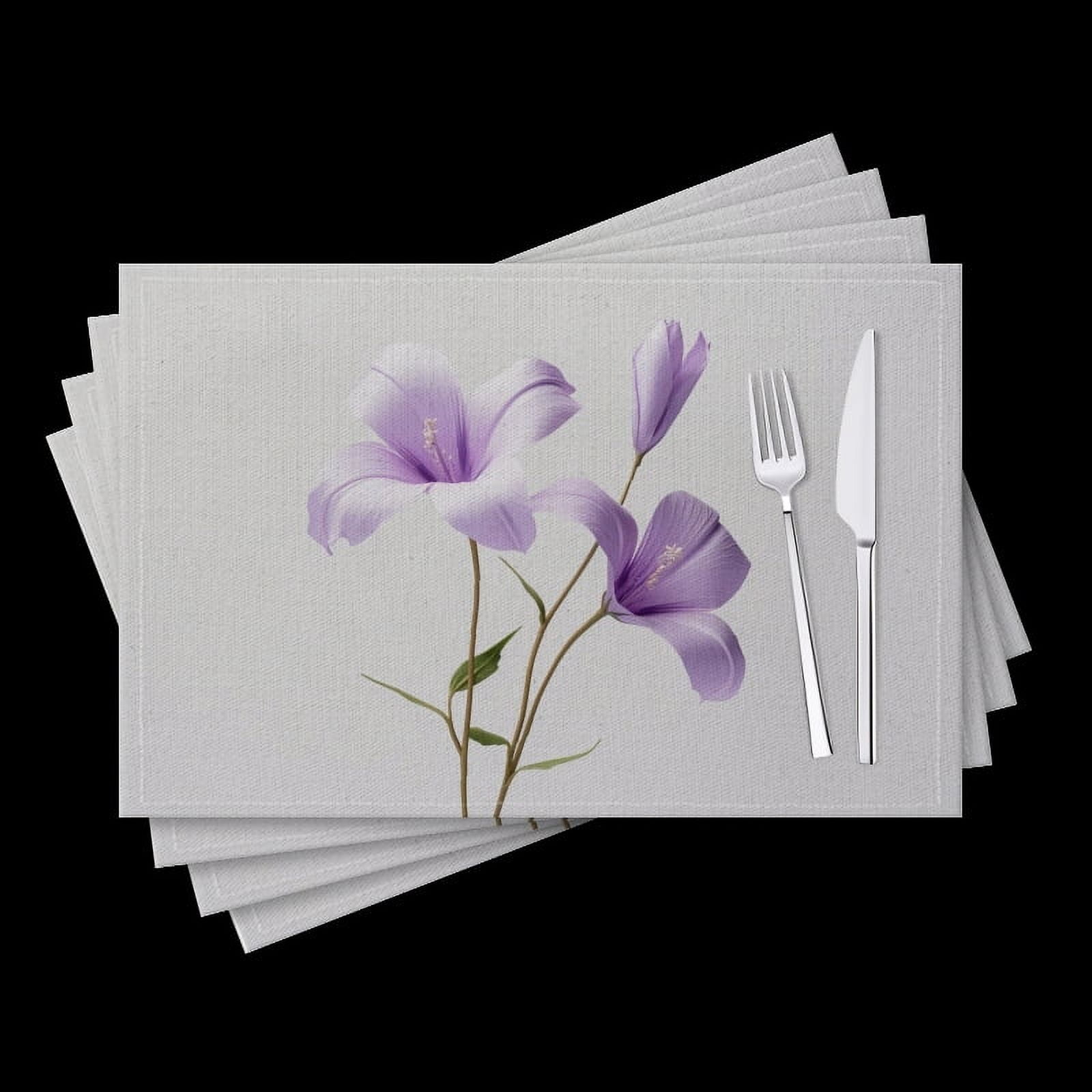 BaHomeck placemats Set of 4 Purple Flowers Against White Background ...