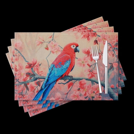 BaHomeck placemats Set of 4 Red Parrot Sitting On The Branch Of ...