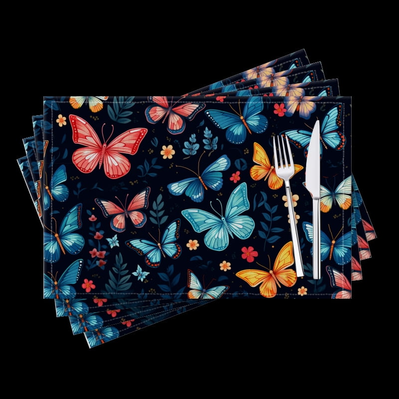 BaHomeck placemats Set of 4 Seamless Pattern Of Colorful Butterflies In ...