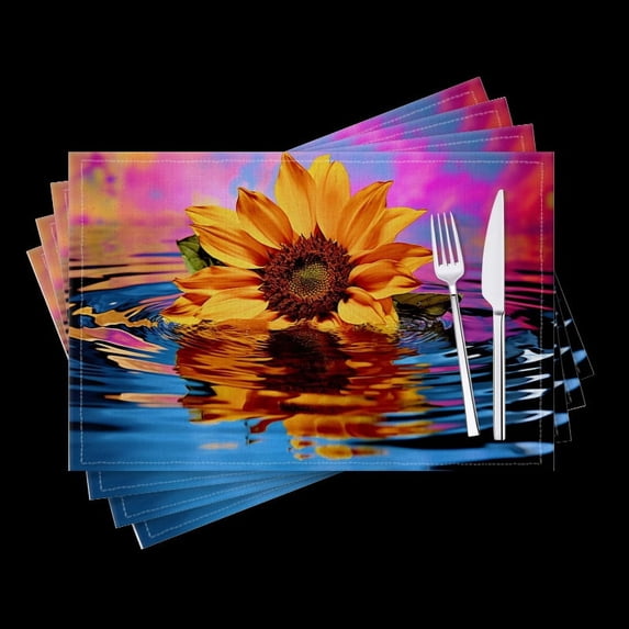 BaHomeck placemats Set of 4 Sunflower On Colorful Background With ...