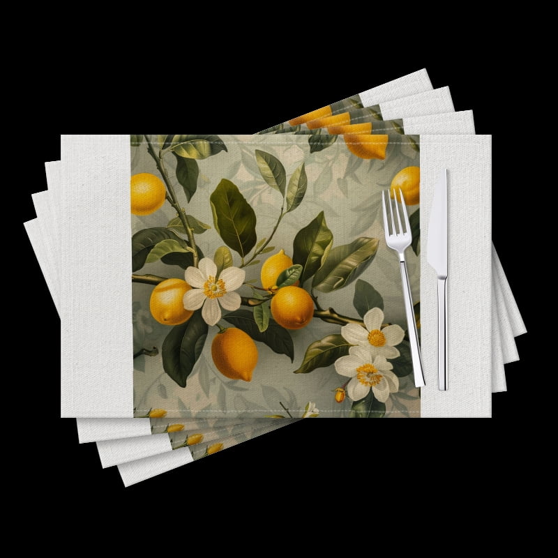 BaHomeck placemats Set of 4 Vintage Lemon Tree With Lemons And Flowers ...