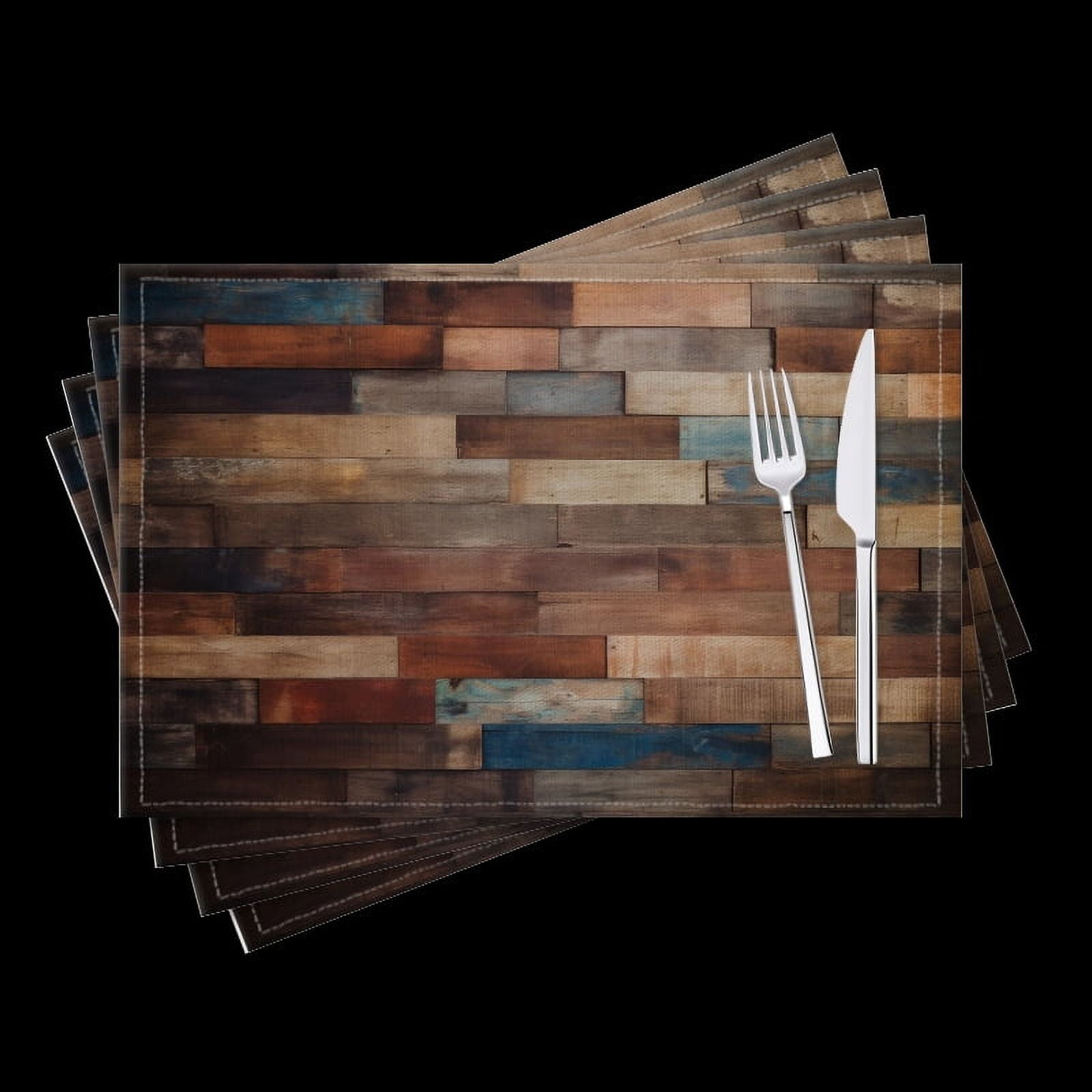 BaHomeck placemats Set of 4 Wooden Wall With Different Shades Of Brown ...