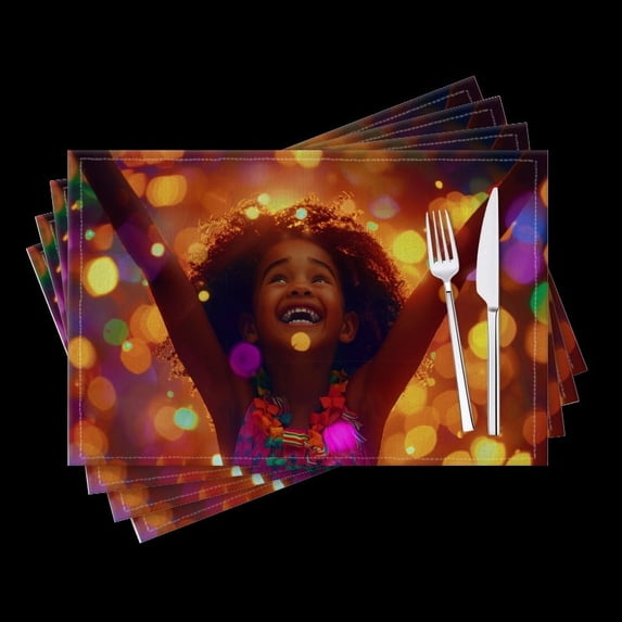 BaHomeck placemats Set of 4 Young Black Woman With Curly Hair ...