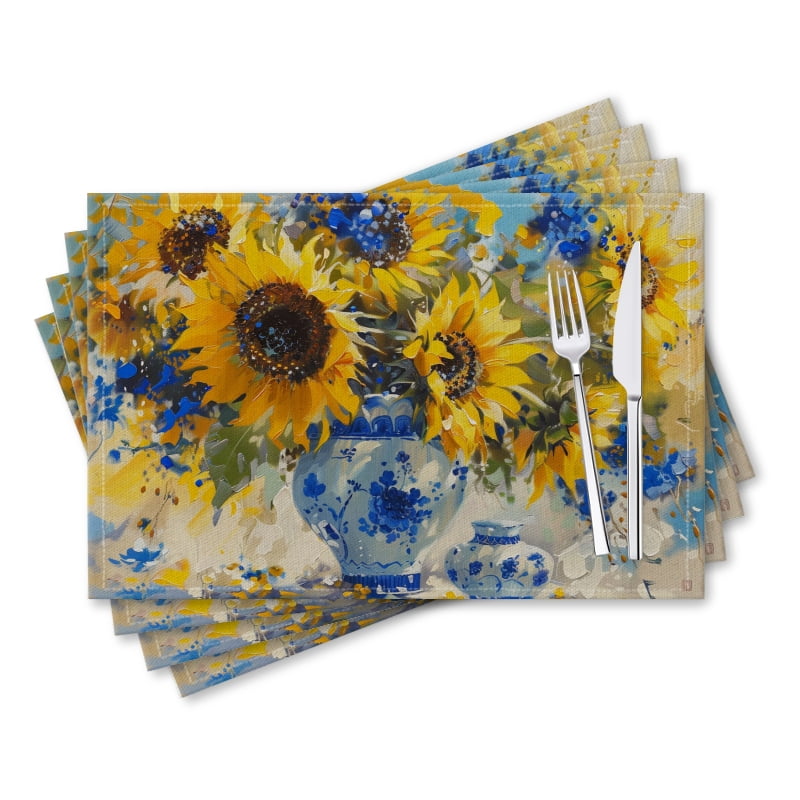 BaHomeck placemats Set of 4 rectangle Linen Cotton Placemats for Dining ...