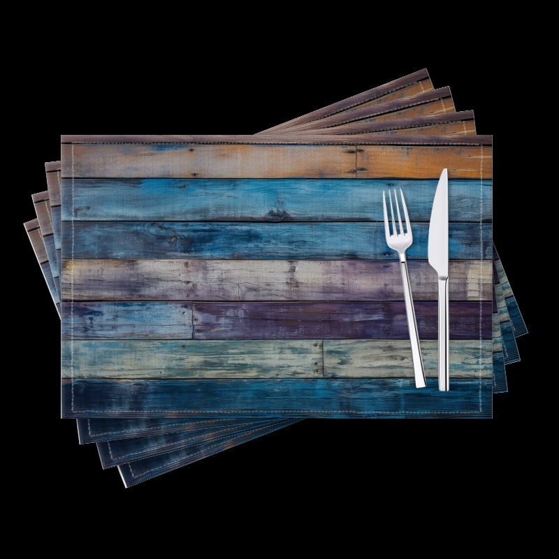 BaHomeck placemats Set of 4 Colorful Wooden Wall Background Cotton ...