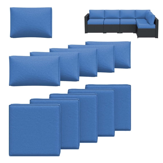 BaPiPro 11 Pack Navy Blue Outdoor Patio Sofa Cushion Replacement Covers ...