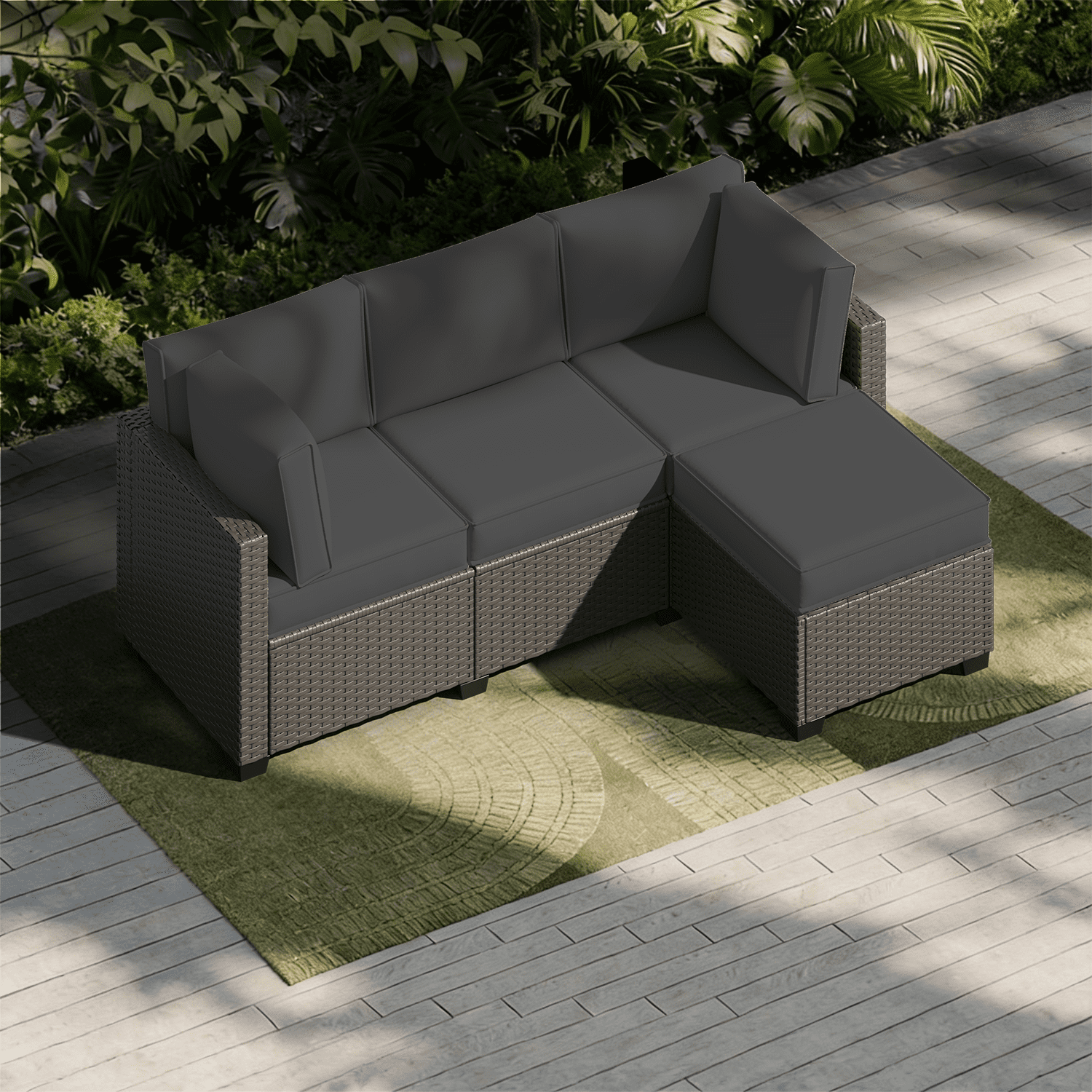 BaPiPro 4-Person Dark Gray Outdoor Sectional Sofa Cushions, Waterproof ...
