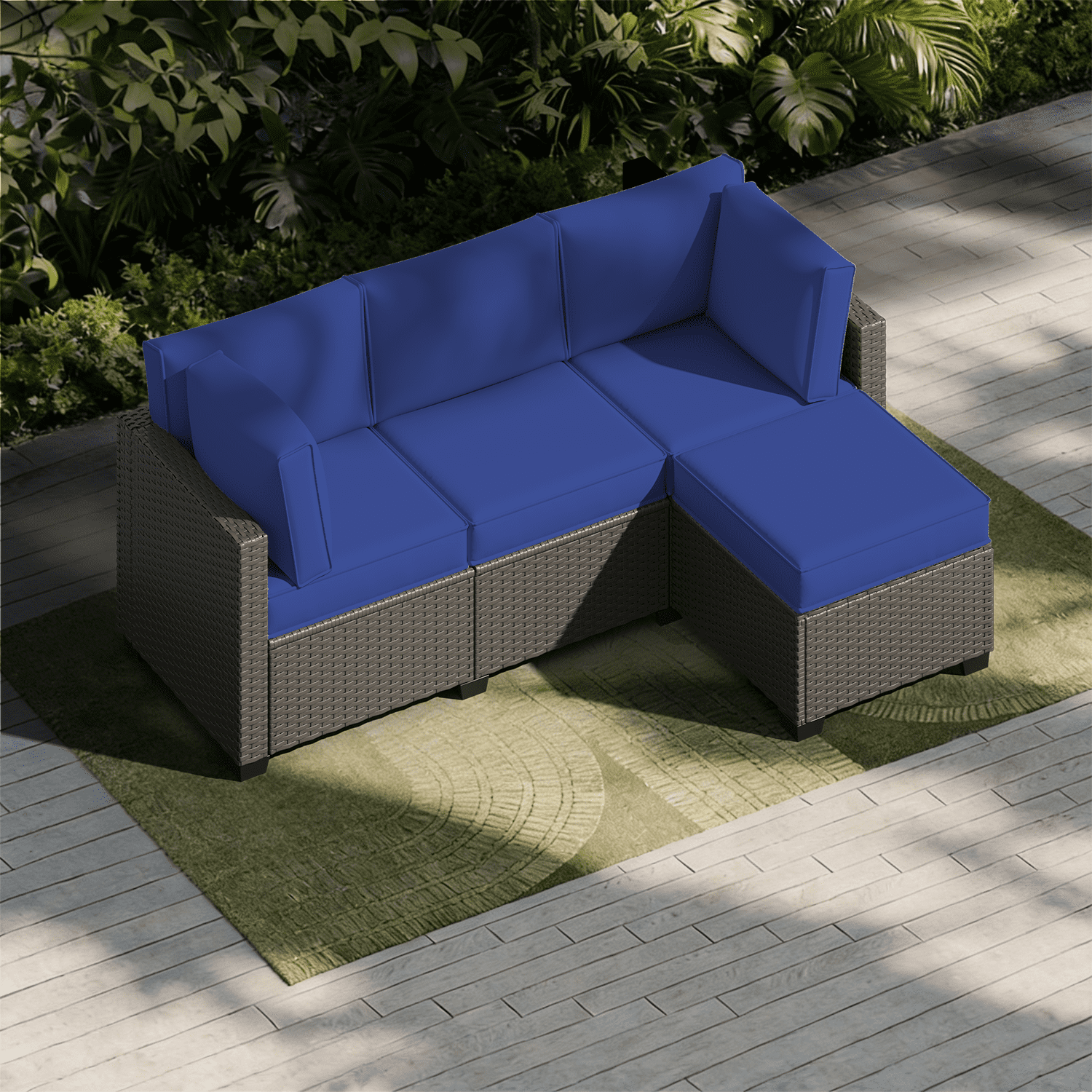 BaPiPro 4-Person Navy Blue Outdoor Sectional Sofa Cushions, Waterproof ...