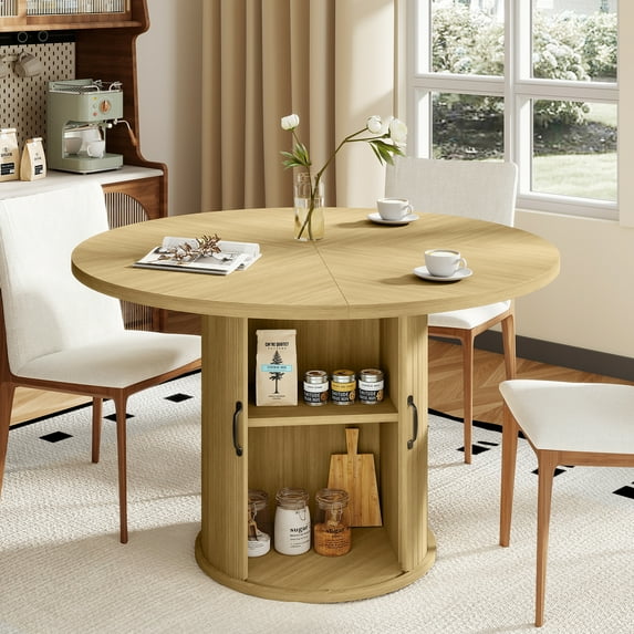 BaPiPro 47" Large Round Dining Table for 4 Person, Modern Farmhouse ...