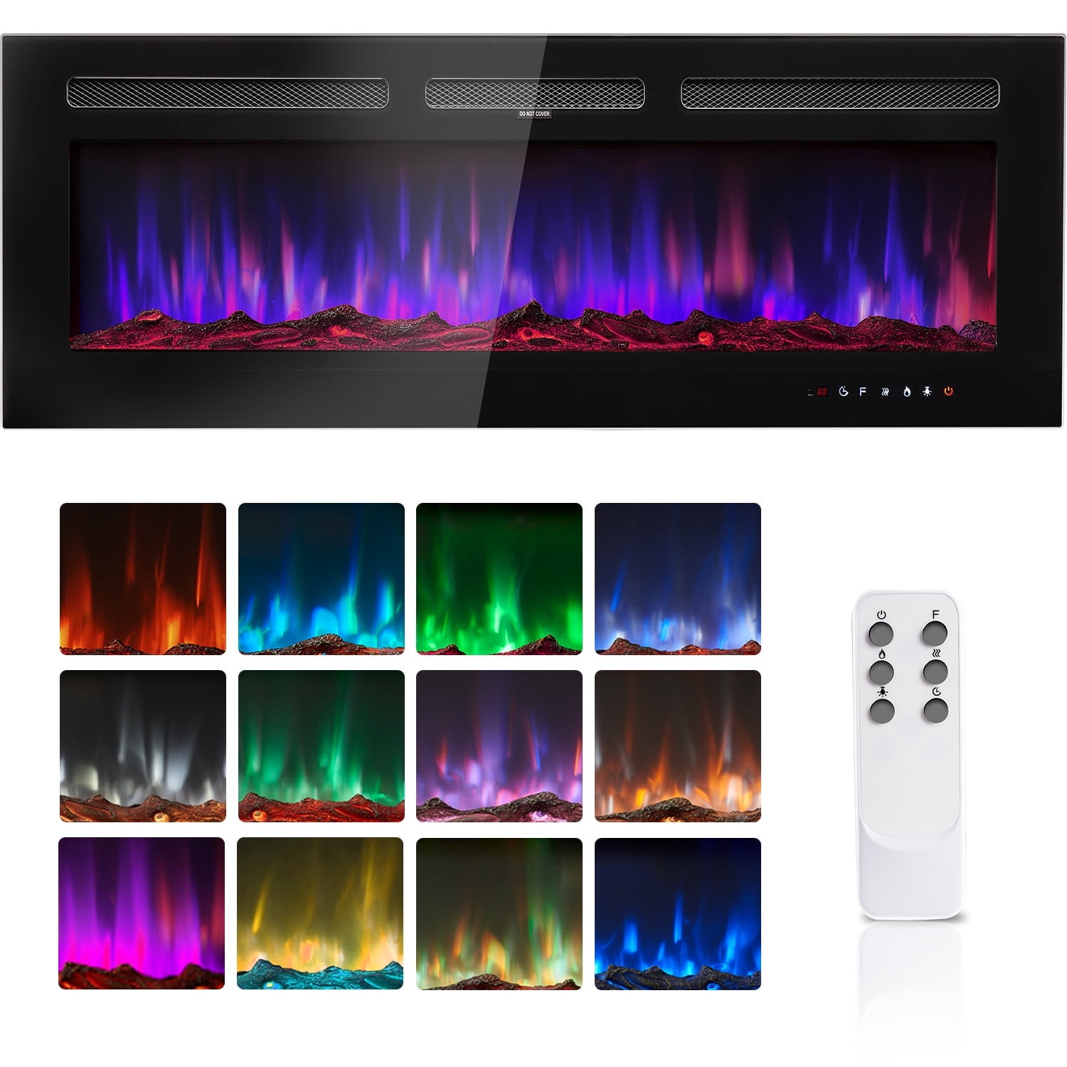 BaPiPro 50'' Electric Fireplace, Wall Mounted, Ultra Thin, 750W/1500W ...