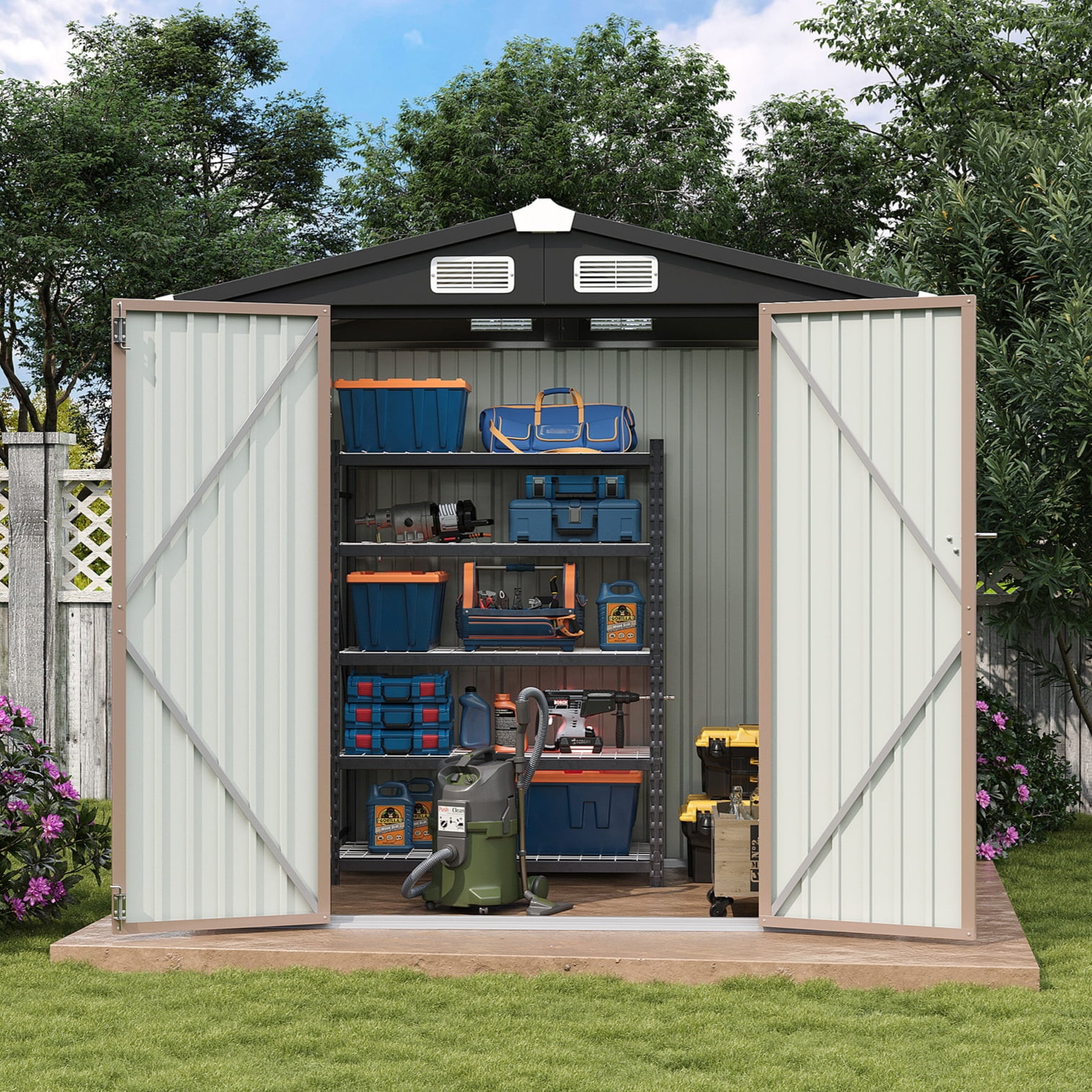 BaPiPro 6x4ft Outdoor Metal Storage Shed, Heavy Duty Garden Tool Shed ...