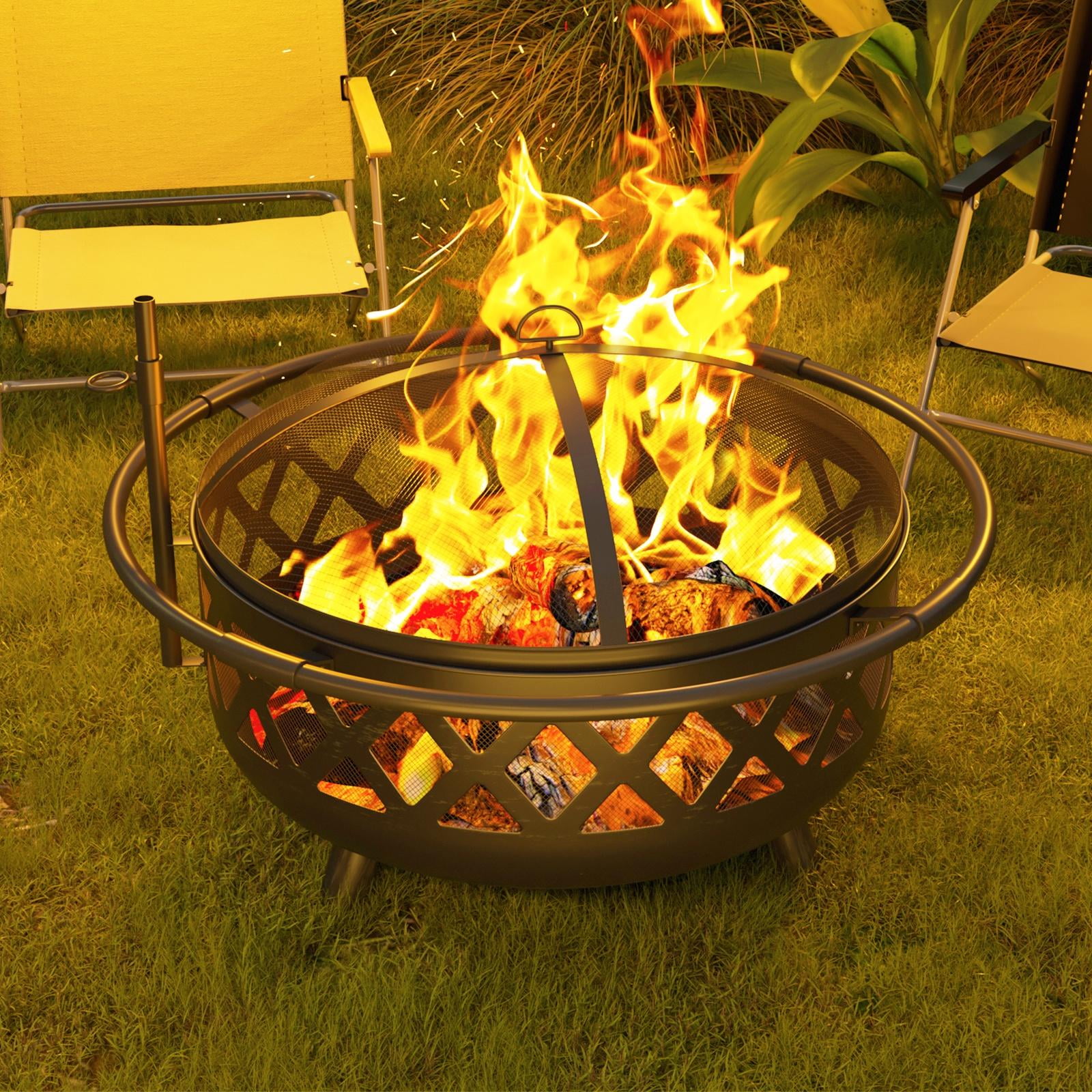 BaPiPro Fire Pit for Outside, Outdoor Wood Burning Firepit Large Steel ...