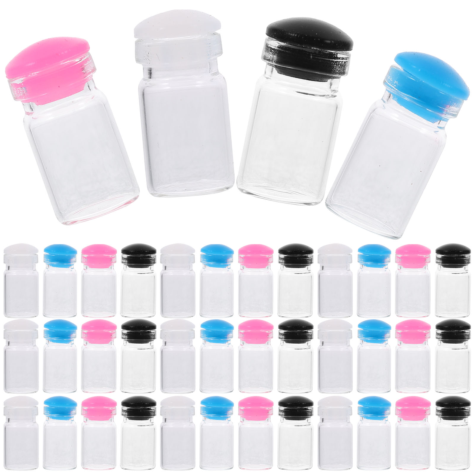 Baade 50Pcs 0.5ml Clear Small Mini Glass Jars with Silicone Plug DIY ...