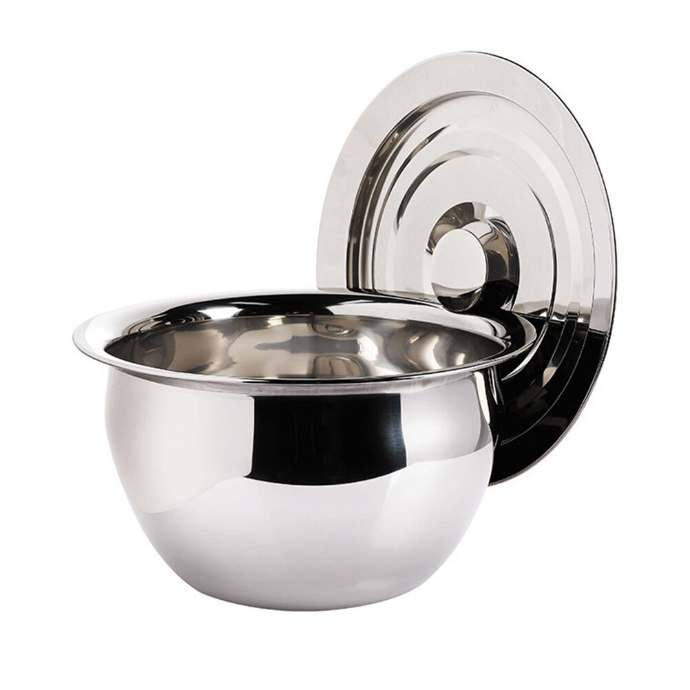 SEWOART Stainless Steel Salad Mixing Basin Silver Drum Shaped 1 Set 11 ...