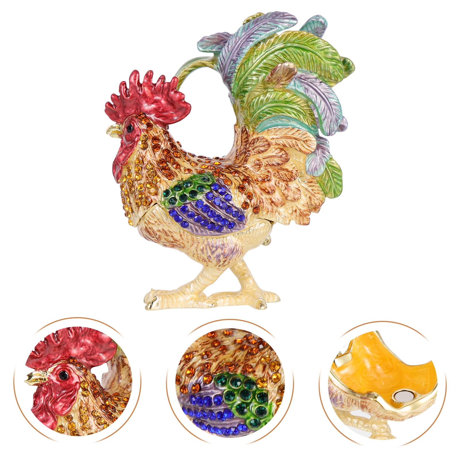 Baade Jewelry Organizer Trinket Box Small Vintage Rooster Shaped for Home Decor Gift Golden (2 ...