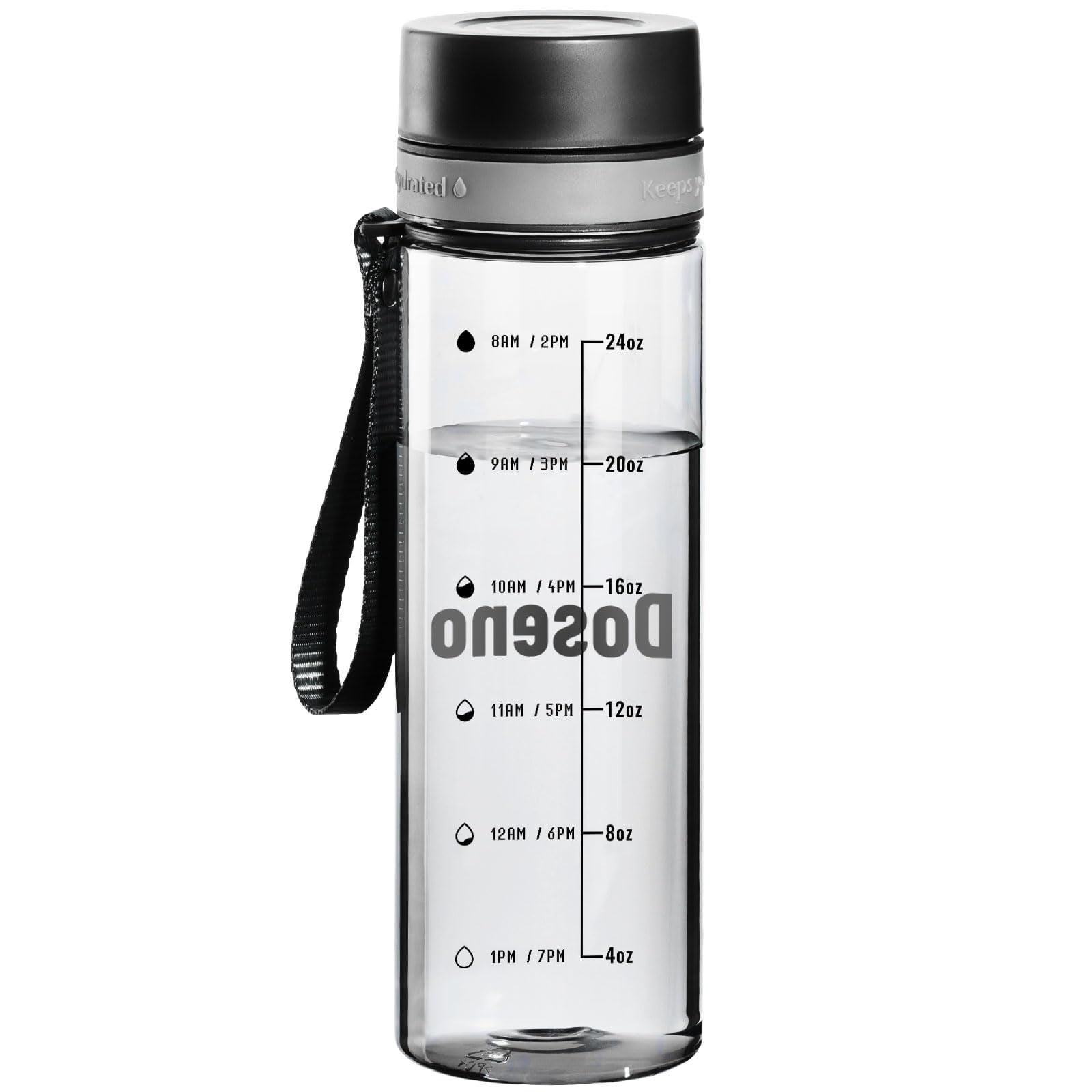 Baalaka 28oz Water Bottle with Time Marker & Strap - Clear Plastic for ...