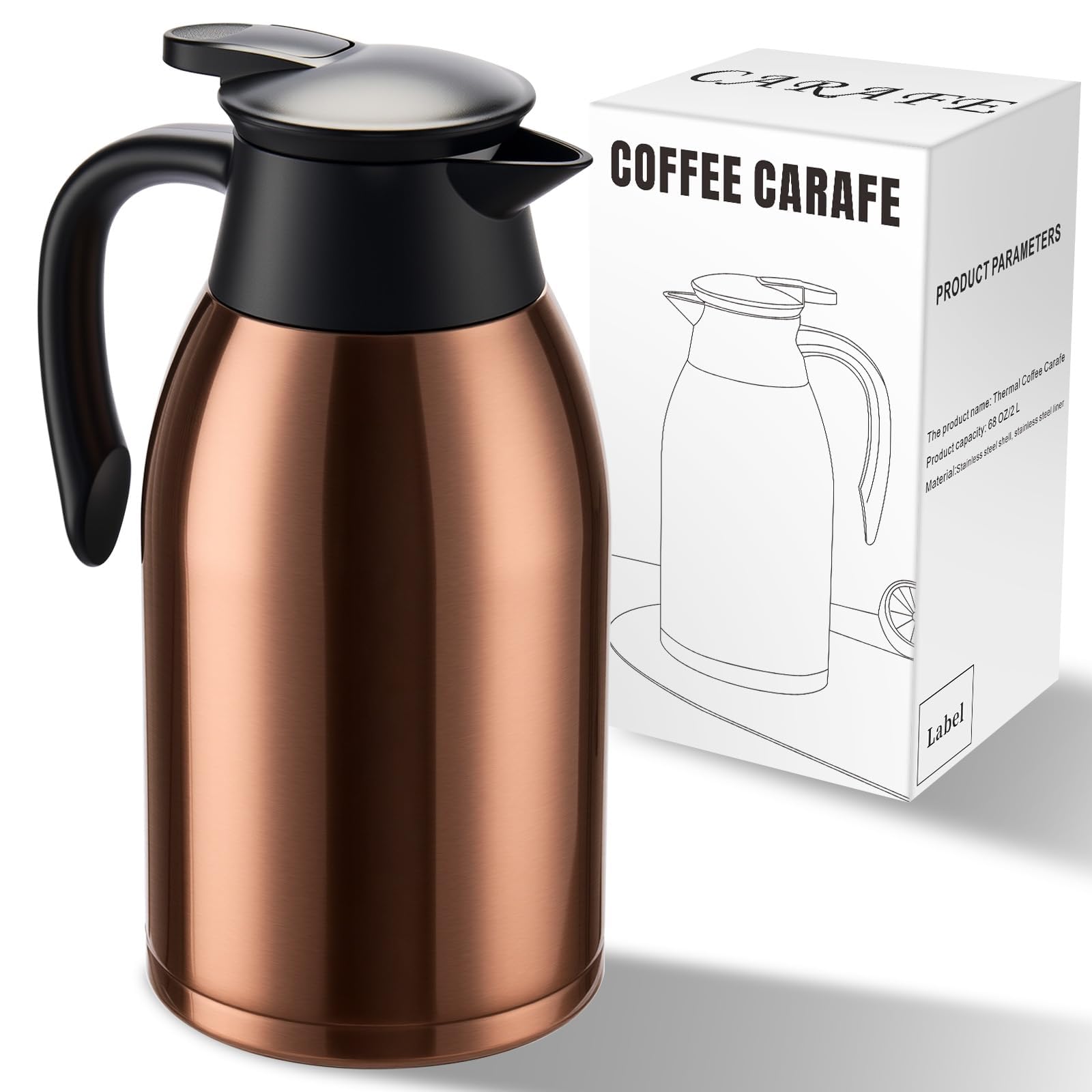 Baalaka 68oz Thermal Coffee Carafe Stainless Steel, Coffee Carafes for ...
