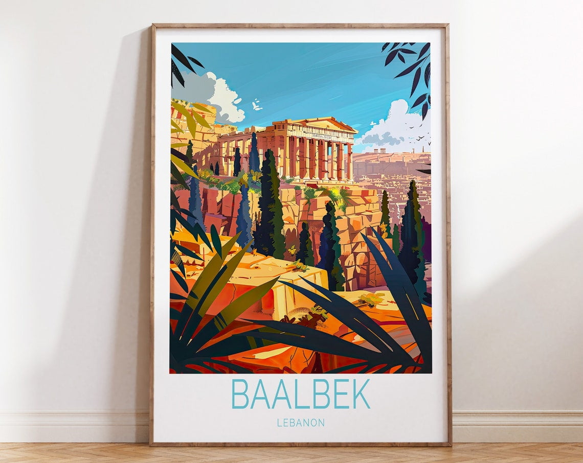 Baalbek Lebanon Travel Poster, Lebanon Wall Art, Baalbek Travel Wall ...