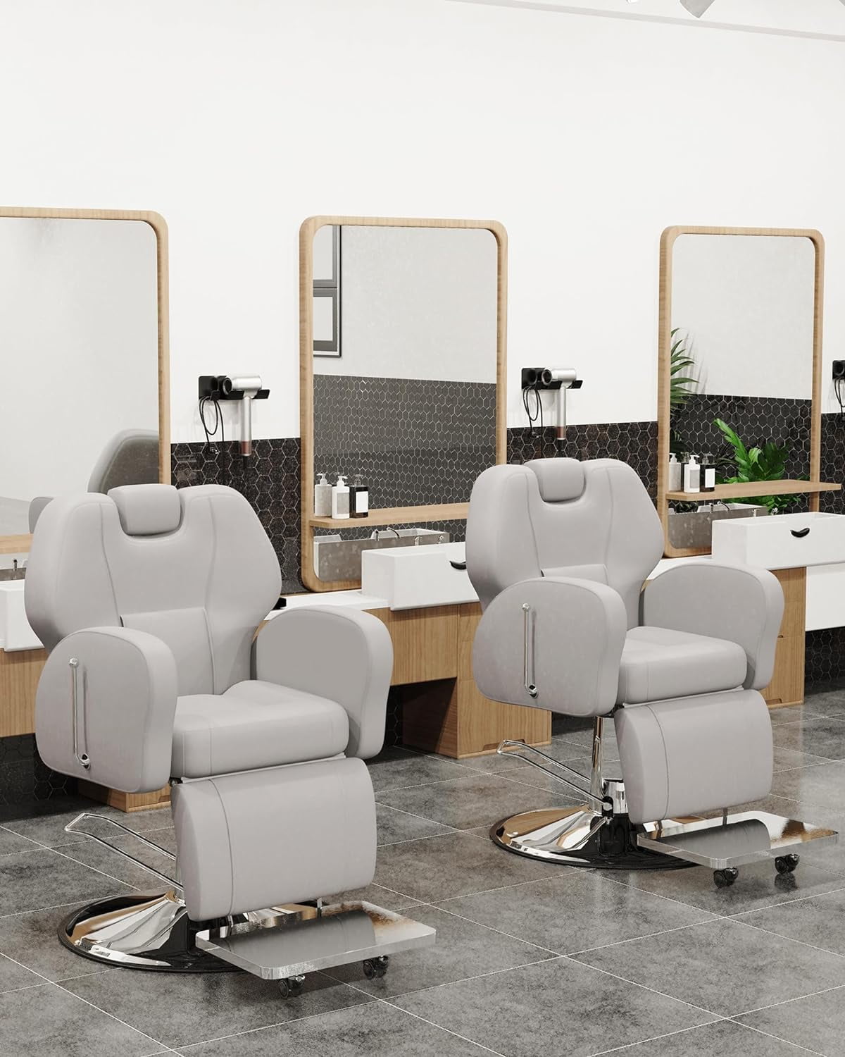 Baasha Barber Chair, Reclining Salon Chair for Hair Stylist, Hair Salon ...