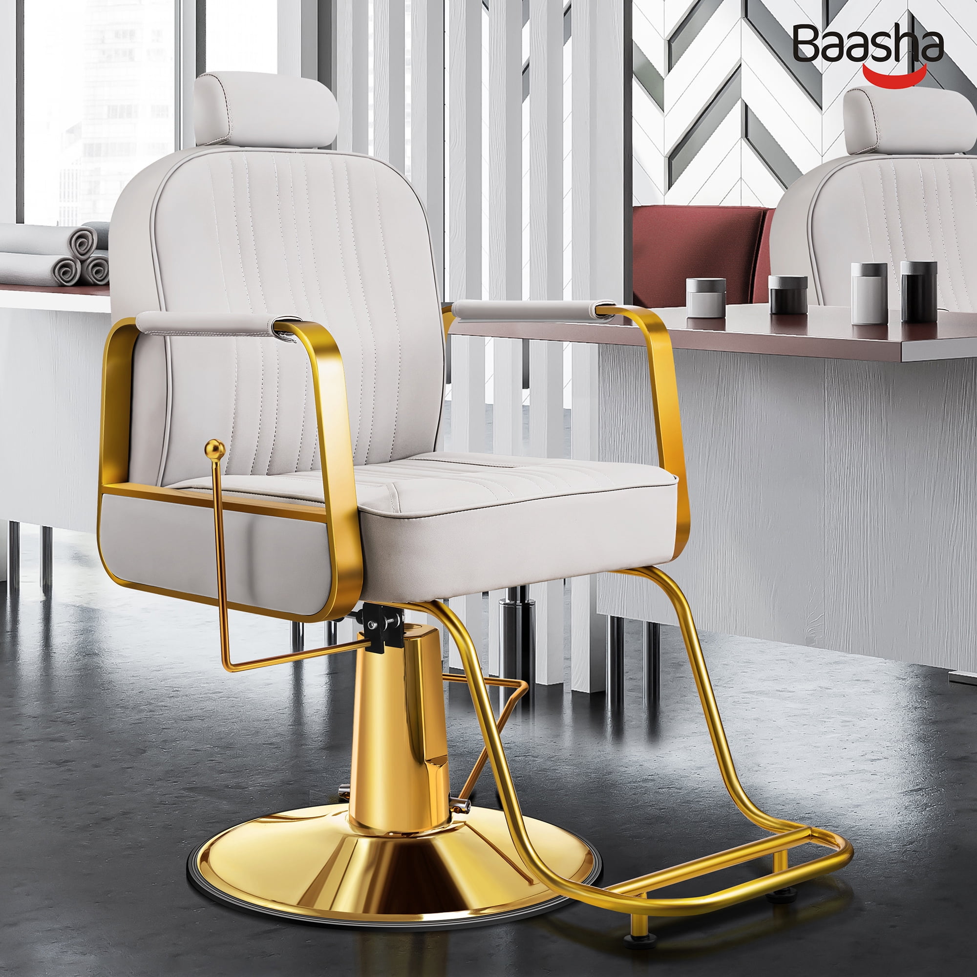 Baasha Barber Chair, Reclining Salon Hair/Tattoo/Shampoo Chair with ...